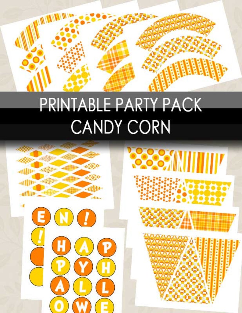 Happy Halloween Printable Party Pack Candy Corn Digital Download DIY ...