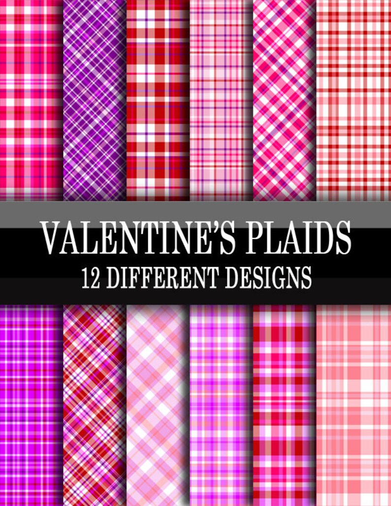 Scrapbook Paper Digital Download Valentines Plaid Red - Etsy