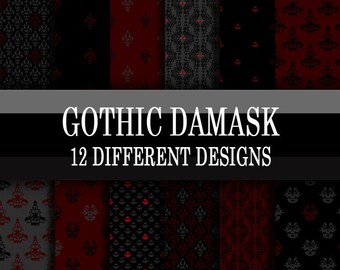 Scrapbook Paper Digital Download Gothic Plaids Red | Etsy