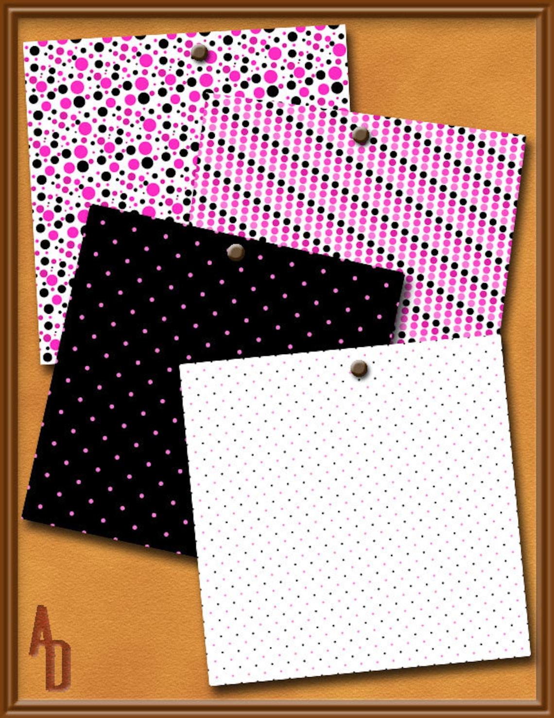 Scrapbook Paper - Digital Download - Punk Pink - Pink, Black, White ...