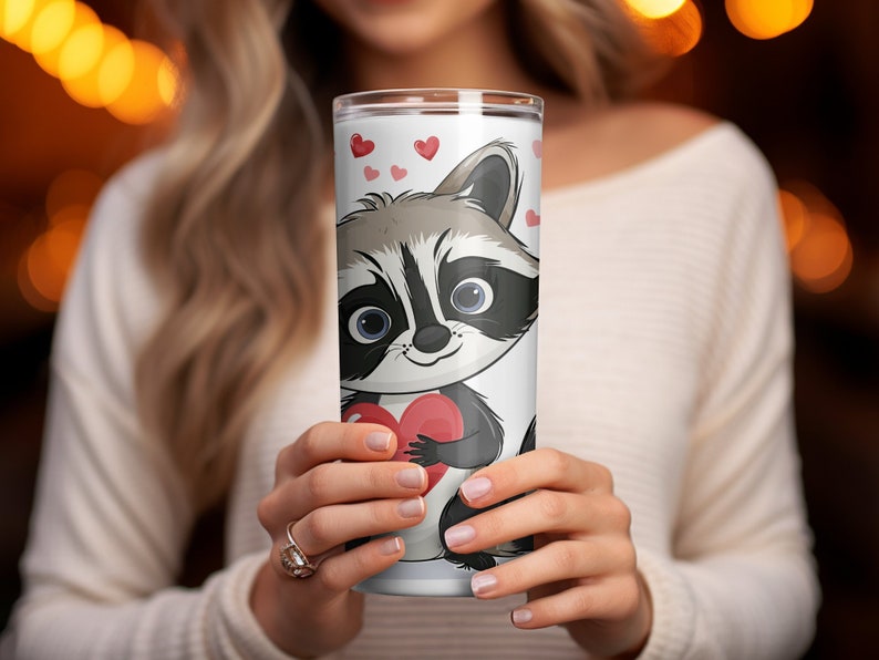 Cute Cartoon Raccoon With Hearts Clip Art for Valentines Day - Svg Ai ...