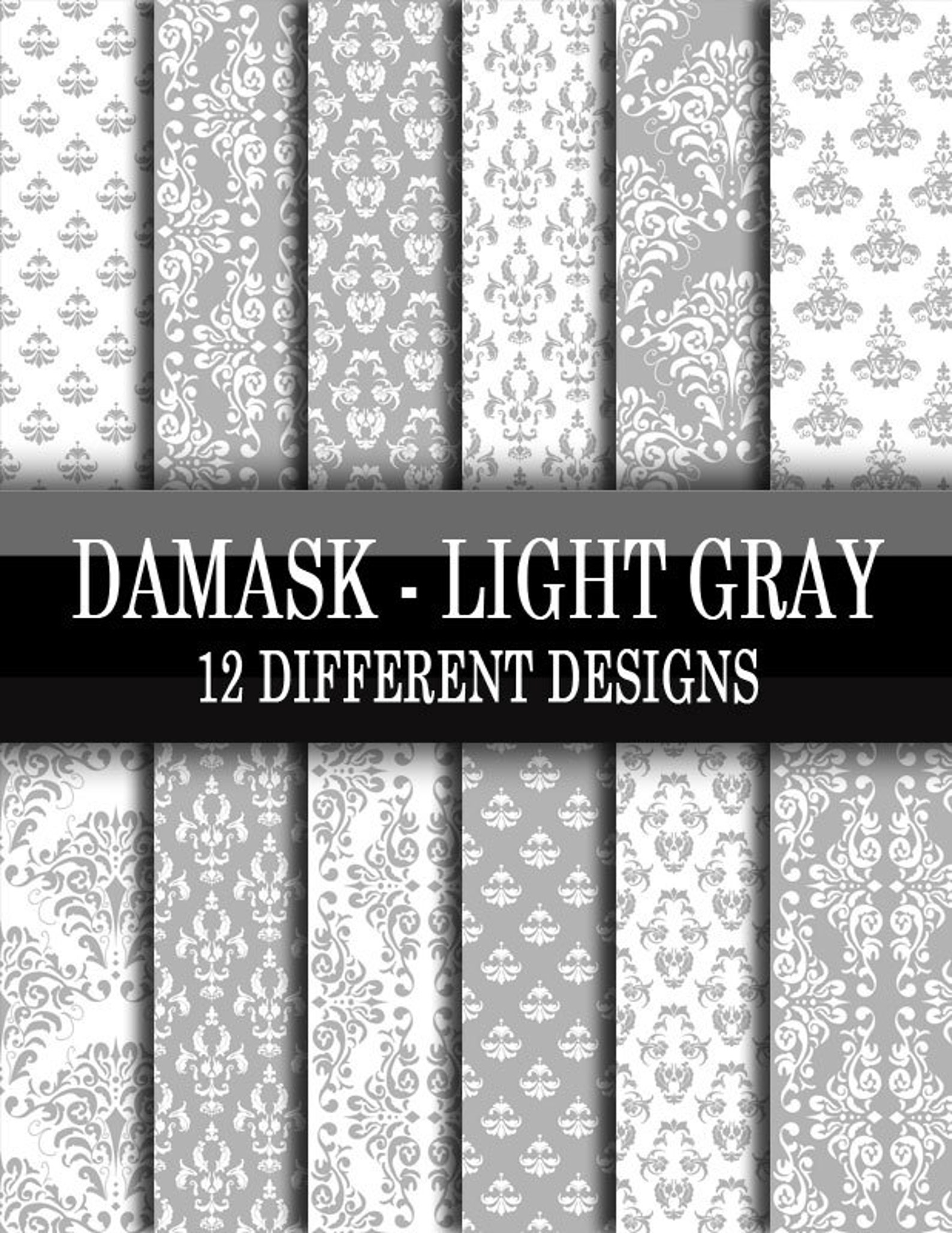 Scrapbooking Paper Basics - Damask Patterns - Light Grey Gray - 12 ...