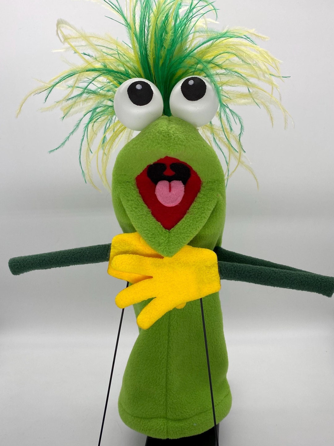 Puppet, Hand and Rod, With 1 Feather Plume and 2 Hand Rods. Adult Size ...