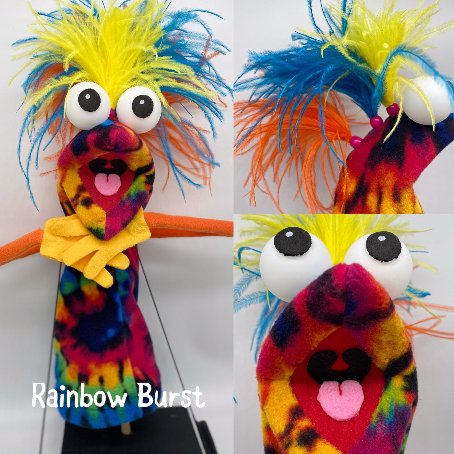 Puppet Hand and Rod With 3 Feather Plumes and 2 Hand Rods. - Etsy