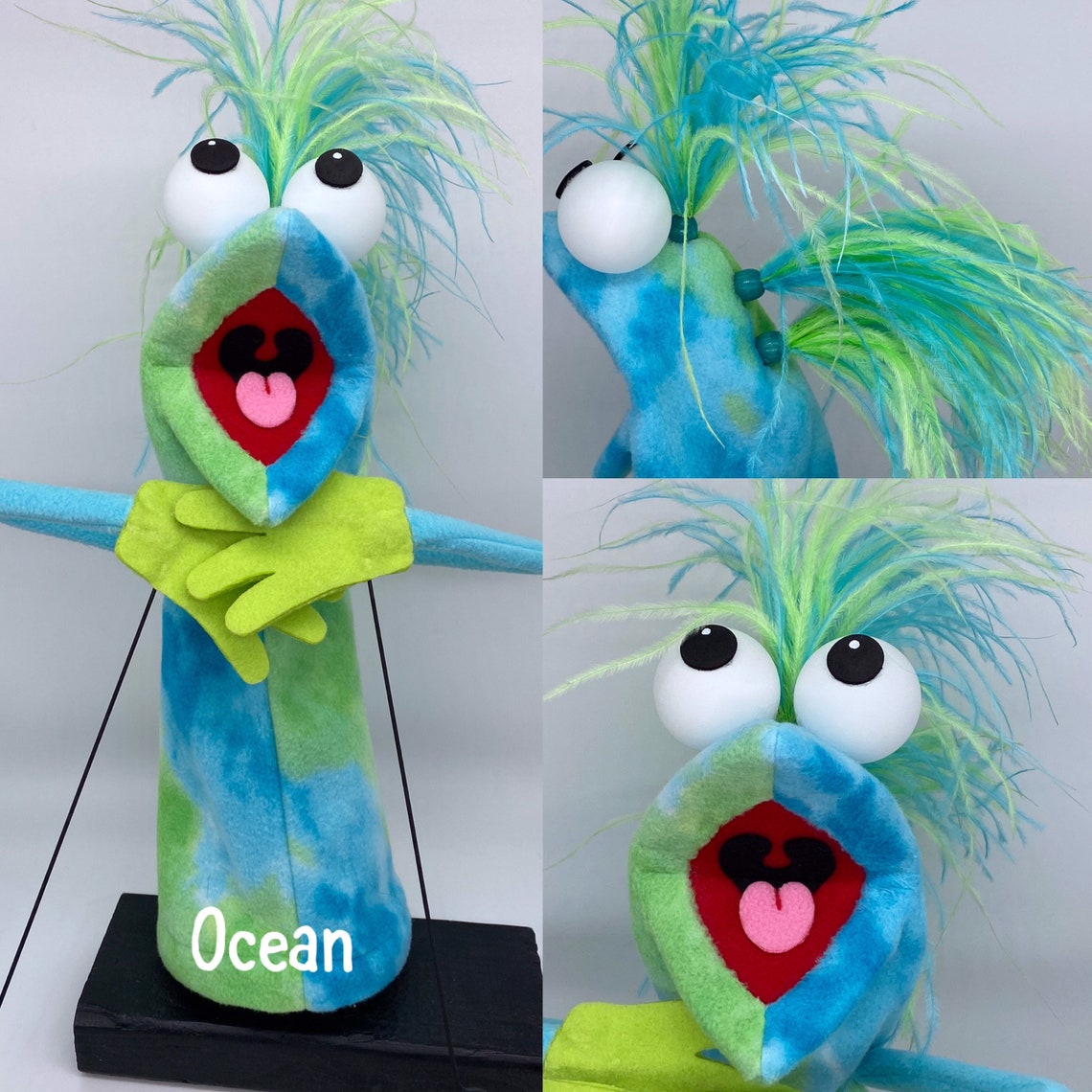 Puppet Hand and Rod With 3 Feather Plumes and 2 Hand Rods. - Etsy