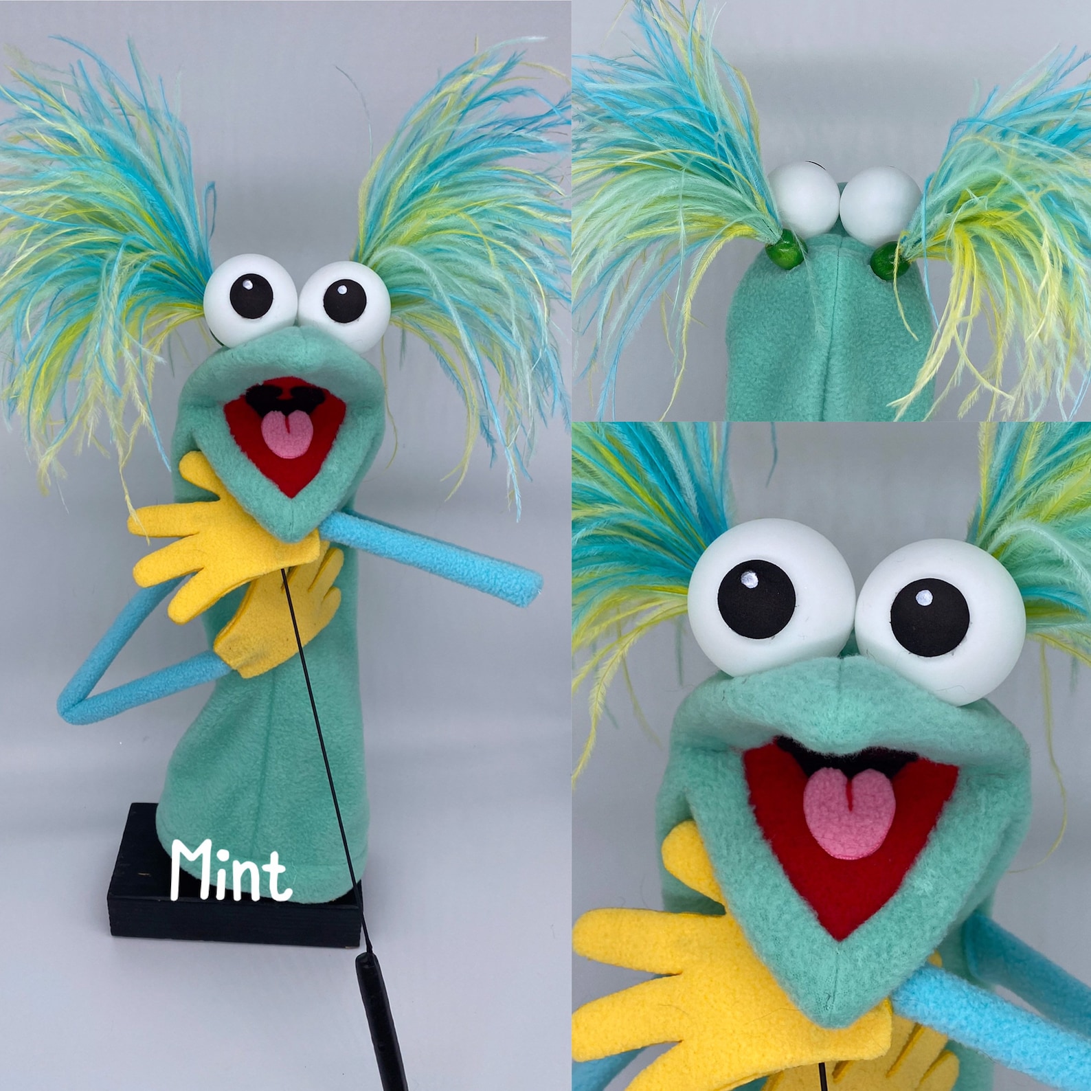 Puppet Hand and Rod With 2 Feather Plumes and 1 Hand Rod. - Etsy