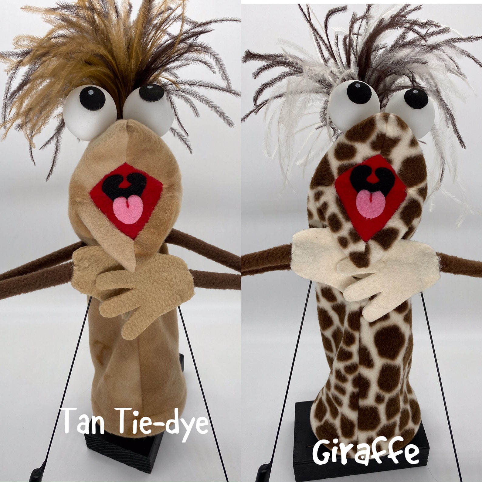 Puppet hand and rod with 1 feather plume and 2 hand rods. | Etsy