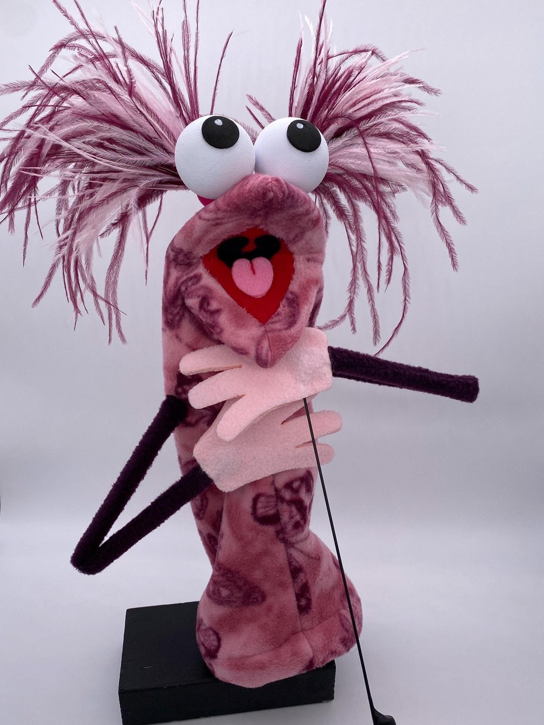 Puppet, Hand and Rod, With 2 Feather Plumes and 1 Hand Rod. Adult Size ...
