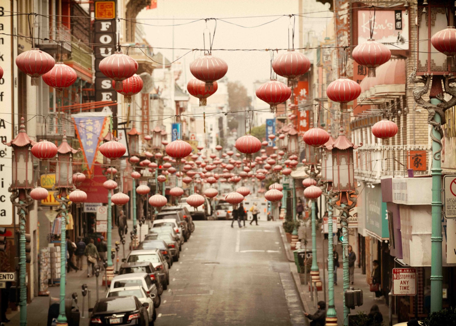 San Francisco Chinatown Red Lanterns Photograph, Vintage Red and Beige ...