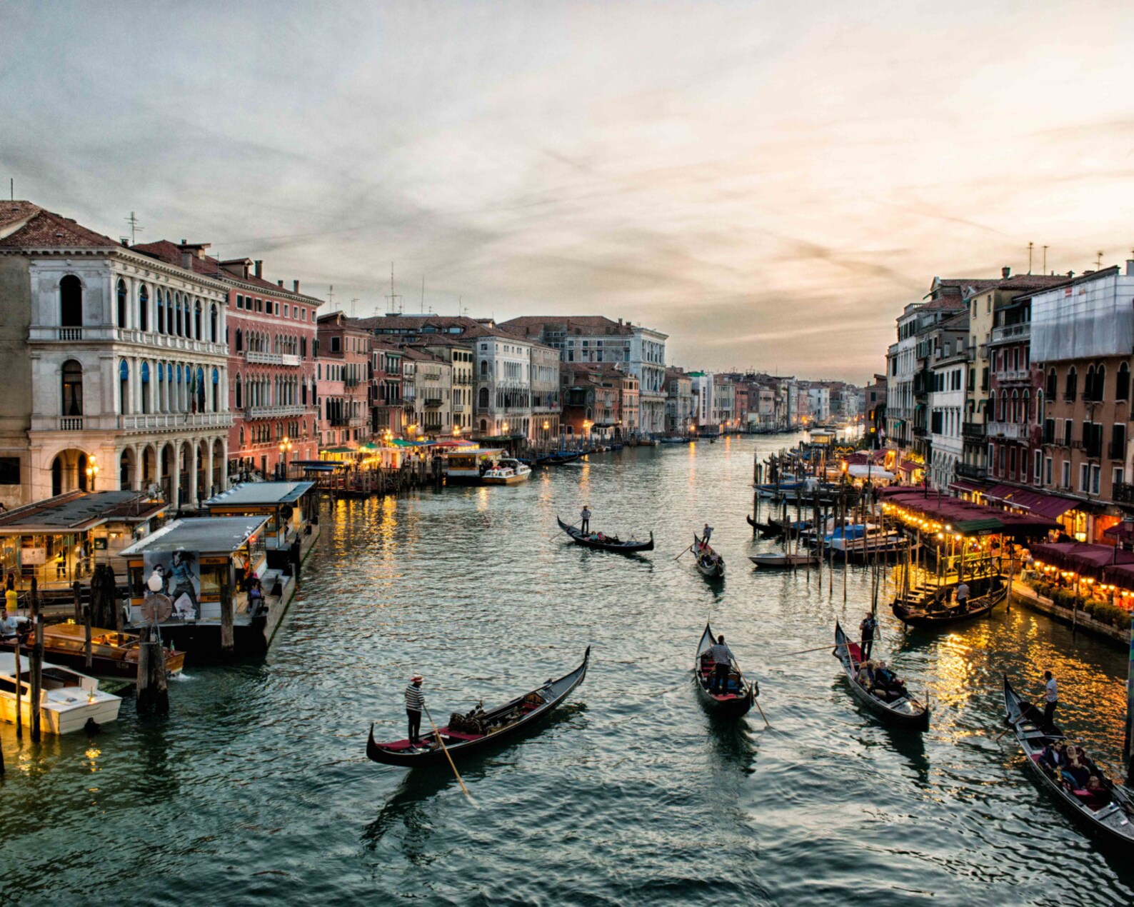 Venice Grand Canal at Sunset Photograph, Italian Gondolas on Water ...