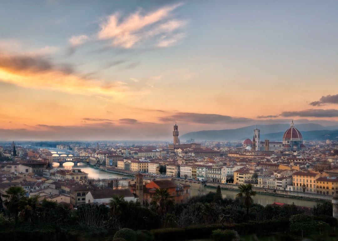 Florence Italy at Sunset Photography, Piazzale Michelangelo Overlook ...