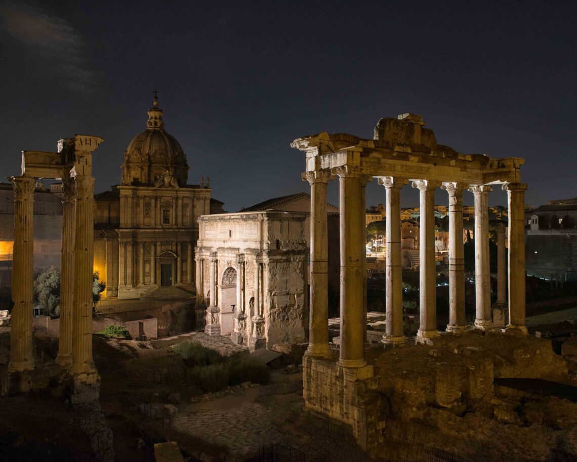Rome Forum at Night Photography, Roman Temple Columns Photograph ...