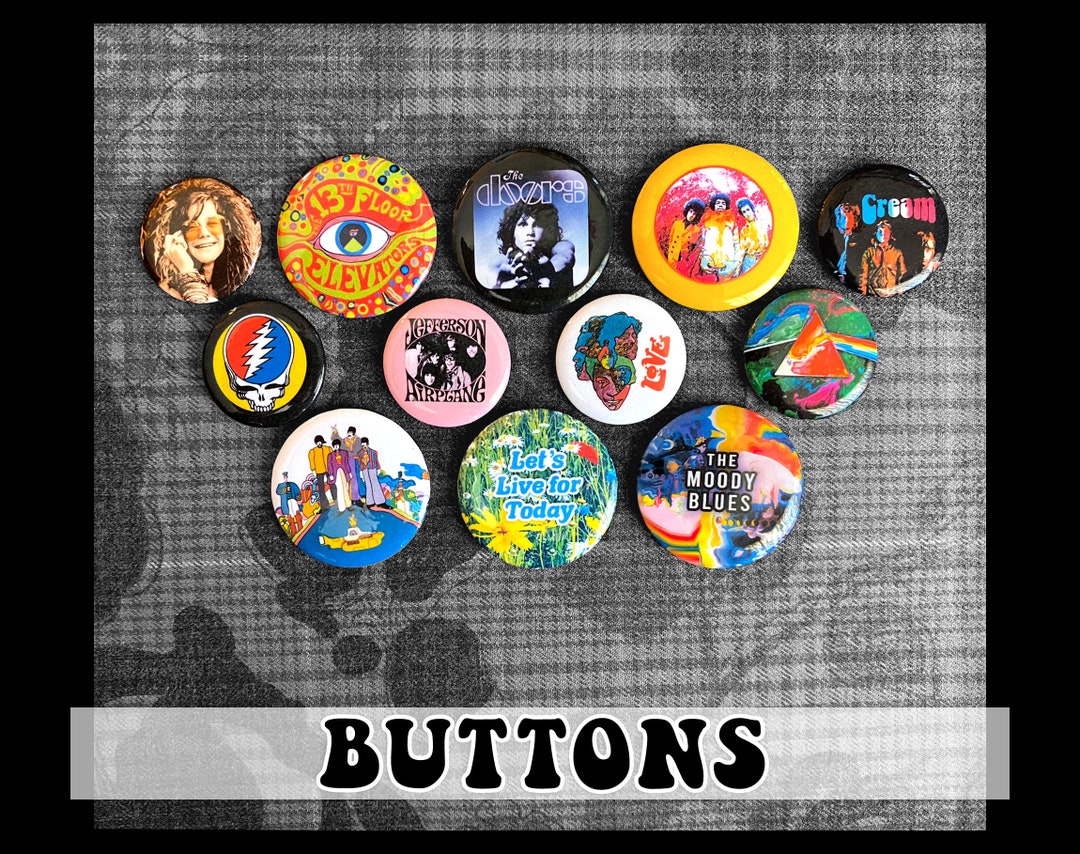 Classic Psychedelic Rock Pin-back Buttons ~ 12-pack - Etsy