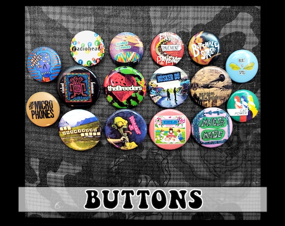 Indie/lo-fi Rock Pin-back Buttons 16-pack - Etsy
