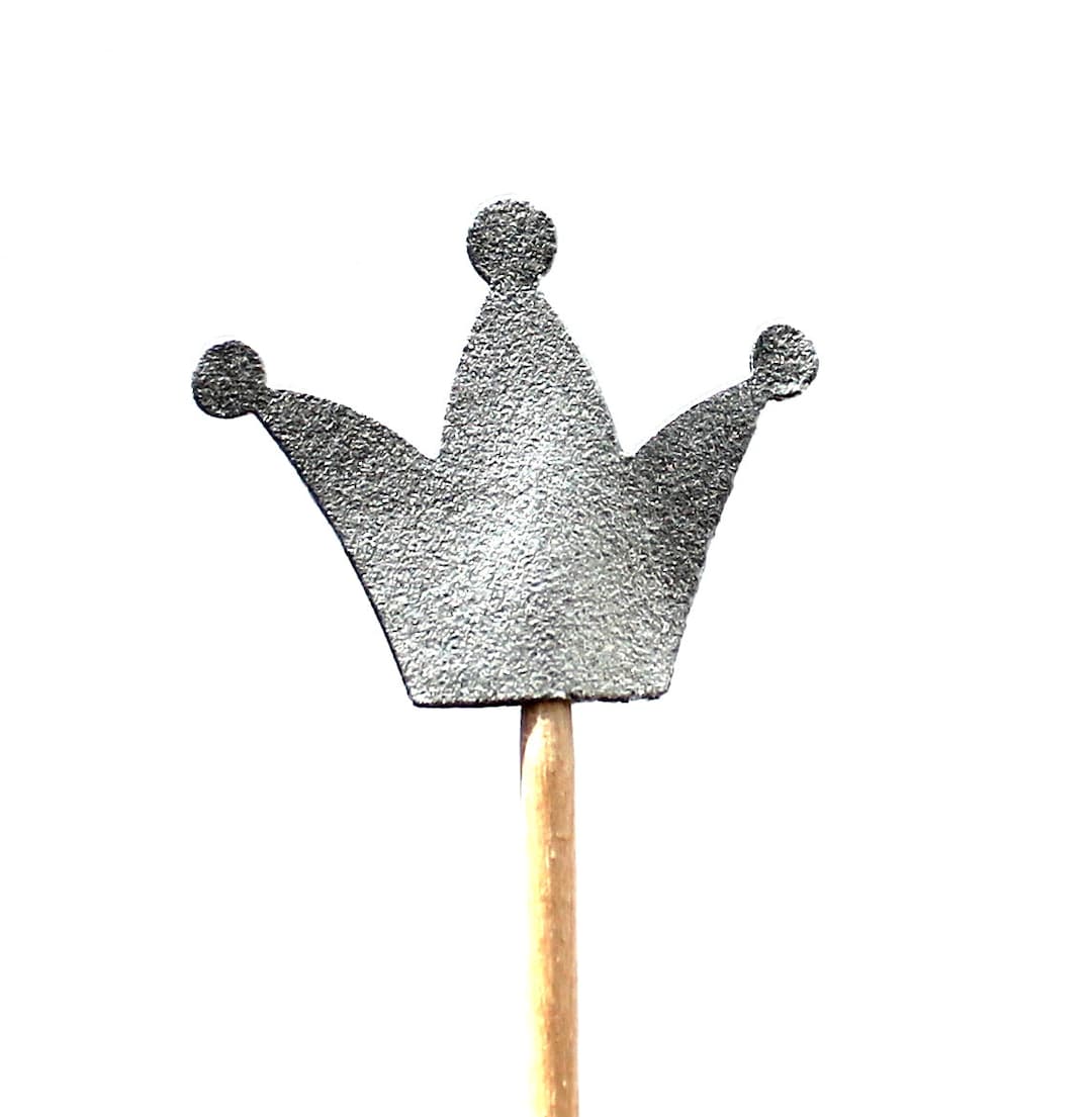 10 Silver Crown Toothpicks Crown Double Sided- Party Picks, Cupcake ...
