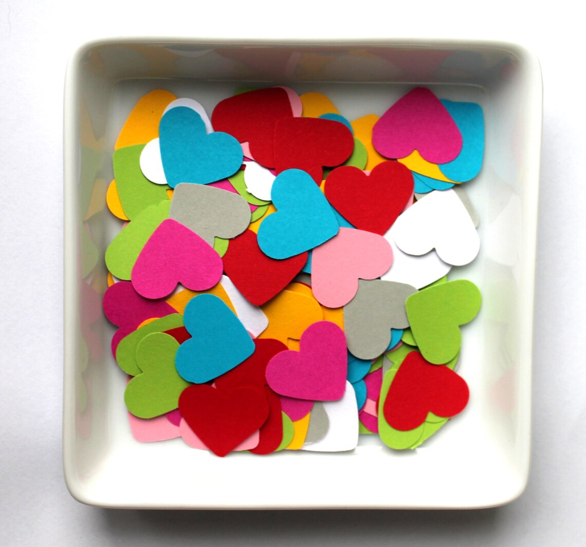 Mixed Heart, Confetti, Customized Hearts, 100, Various Colours, Rustic ...