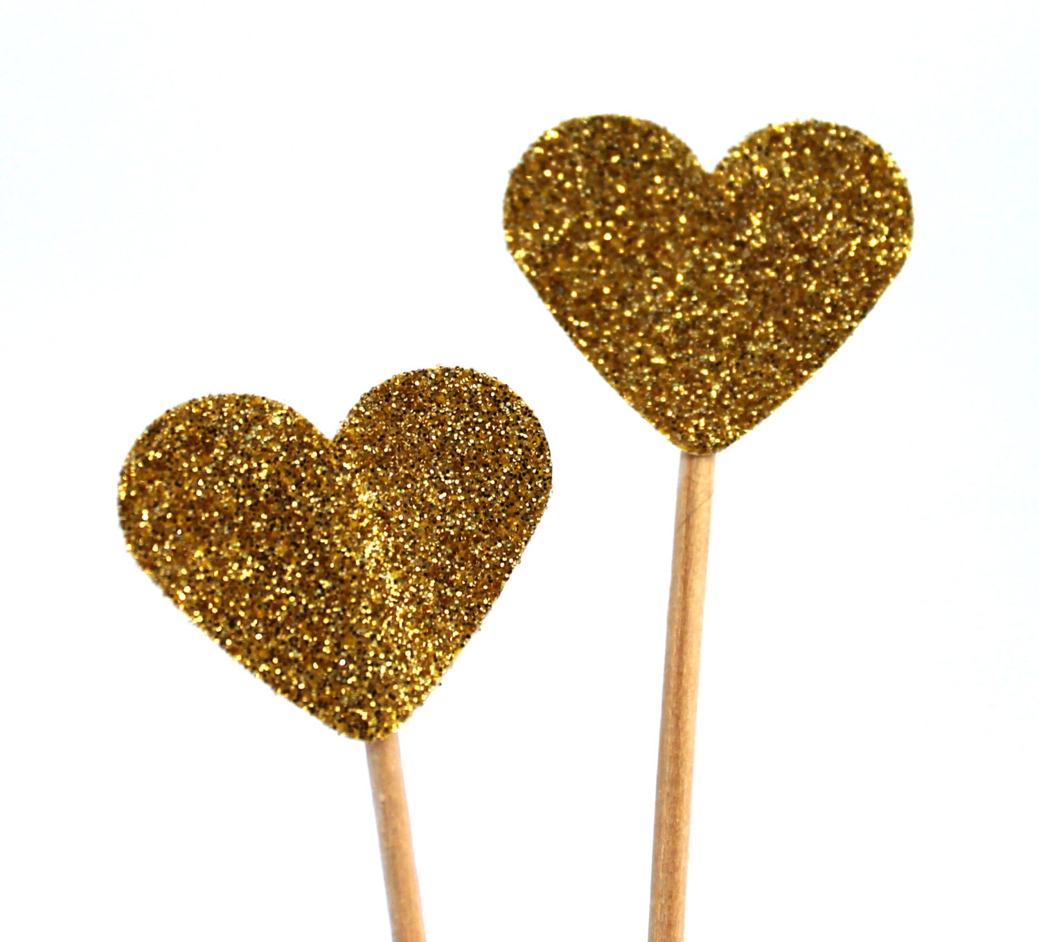 10 Toothpicks Heart, Gold, Heart, Double Sided Party Picks, Cupcake ...