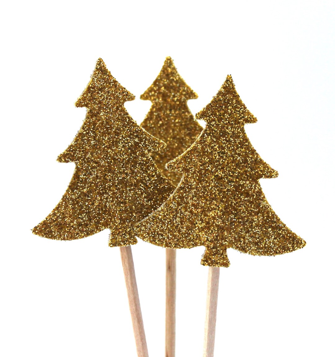 20 Golden Christmas Tree, Paper, Toothpicks Party Picks, Nicolaus ...
