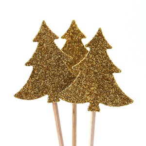 20 Golden Christmas Tree Paper Toothpicks Party Picks - Etsy
