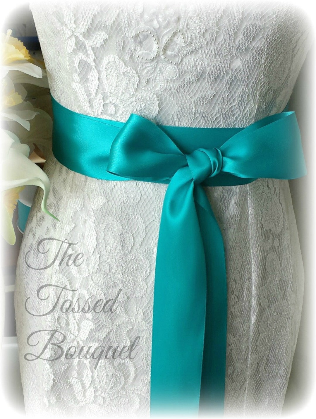 Dress Sash Belt, Turquoise Blue Green, Wedding Bridal Dress Gown Satin ...