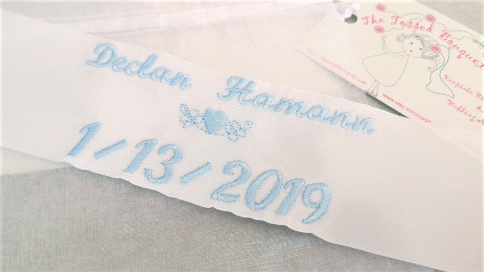 Dress Label White Blue Baptism Christening Gown Sew On ID Tag | Etsy