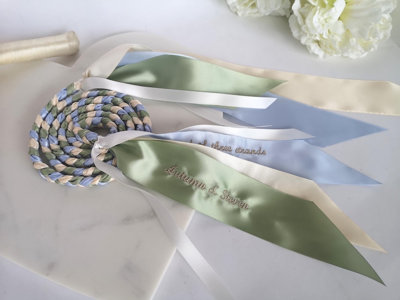 Custom Handfasting Cord: Personalized Embroidered Wedding Hand Bind ...