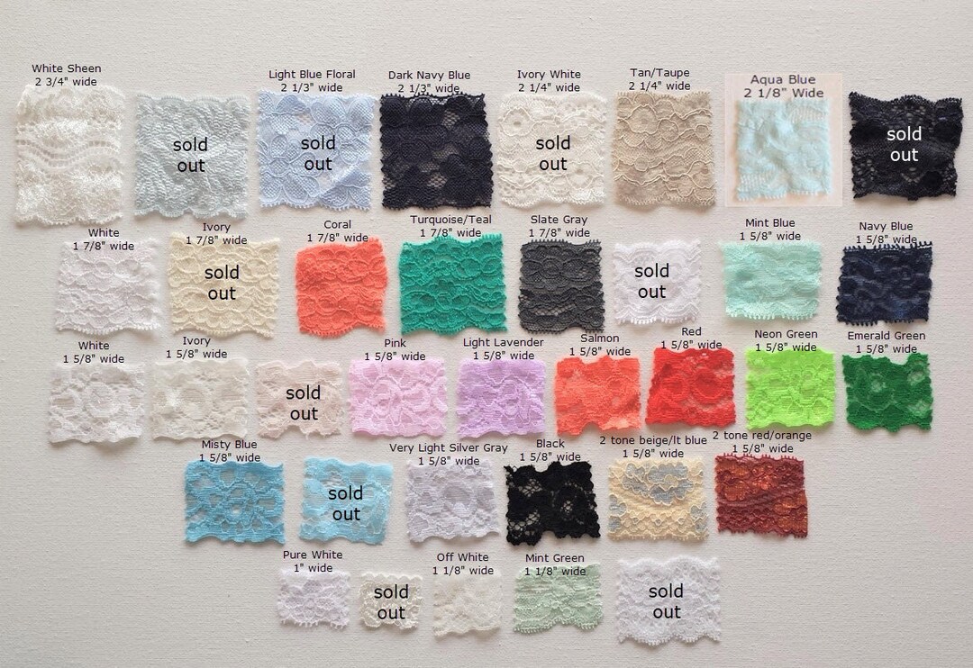 Stretch Lace Color Chart - Reference Only (message Me for a Sample - DO ...