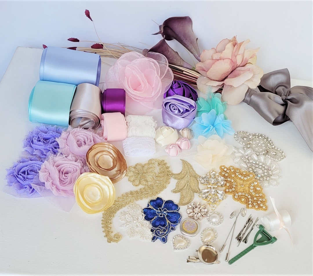 DIY Bridal Accessories, Fabric & Notions Kit, Make Your Own Sash Garter ...