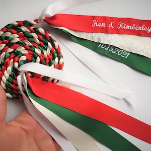 Handfasting Personalized, Green Red Ivory, Wedding Bridal Gift, Thin ...