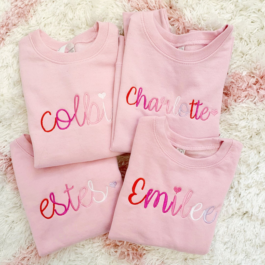 Girls Embroidered Monogrammed Sweatshirt, Personalized Sweatshirt for ...