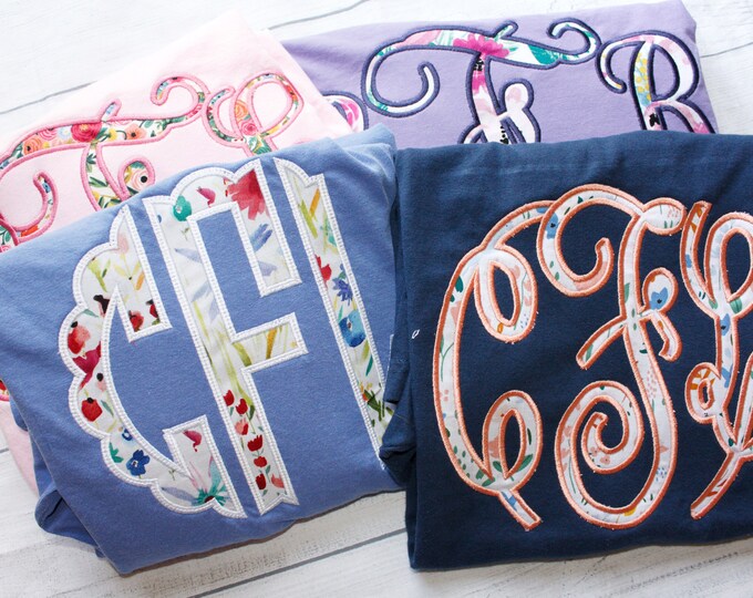 Womens Monogram Shirt, Monogrammed Comfort Colors Shirt, Floral ...