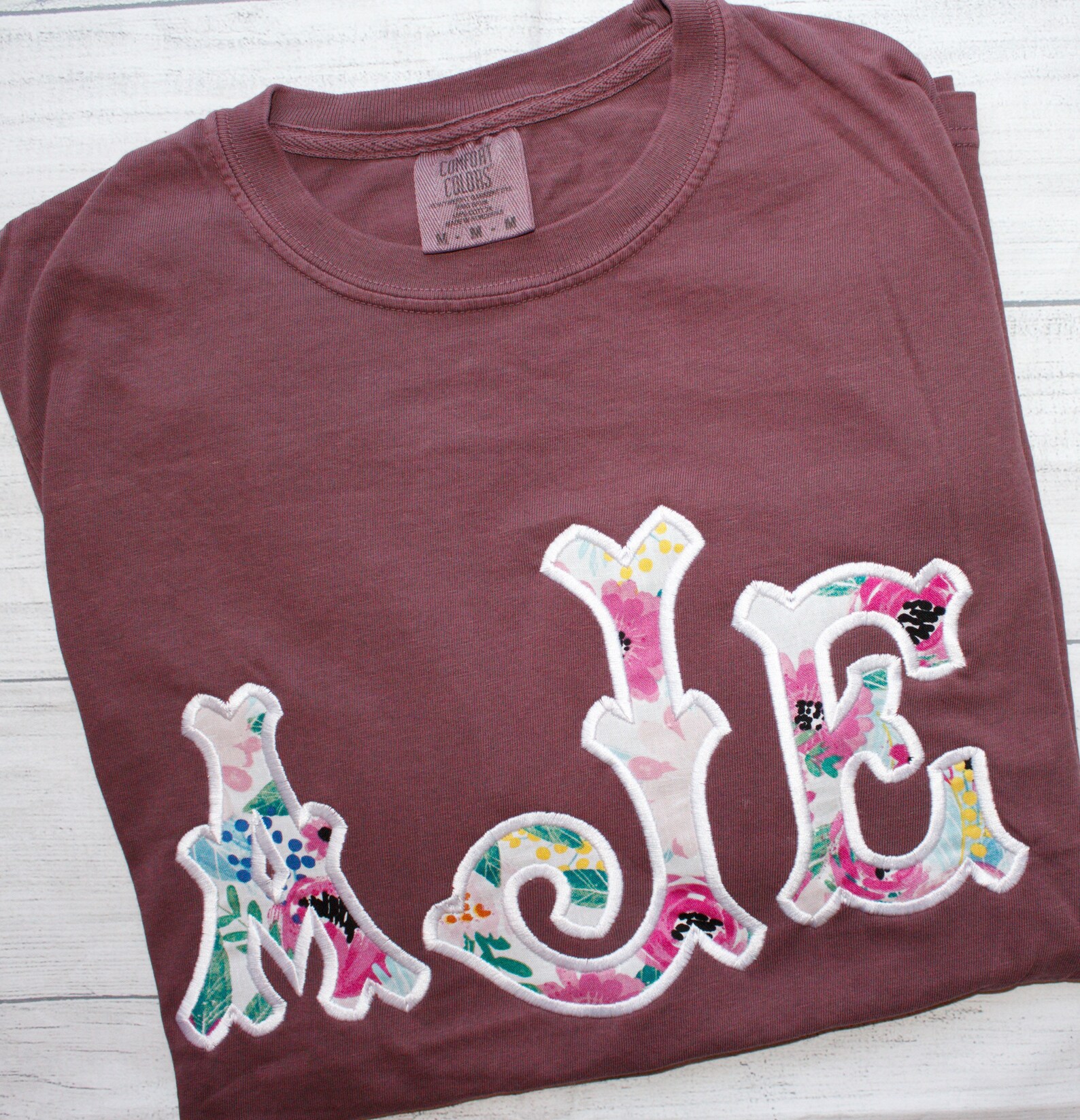 Monogrammed Applique Comfort Colors Tee, Monogrammed Shirt for Women ...