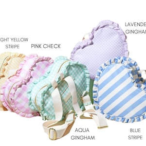 Personalized Ruffle Heart Backpack, Girls Embroidered Backpack, Nylon ...