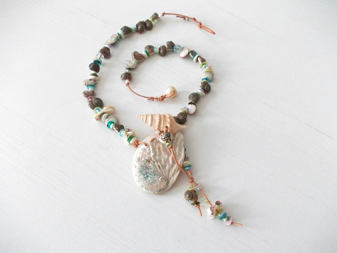 Natural Abalone Shells Sea Snail Shell Beads Marine Summer Pendant ...