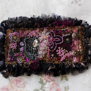 Victorian Ruffle Hand Beaded Collage Wrist Cuff Manually Stitched ...