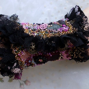 Victorian Ruffle Hand Beaded Collage Wrist Cuff Manually Stitched ...