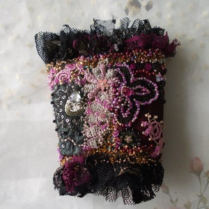 Victorian Ruffle Hand Beaded Collage Wrist Cuff Manually Stitched ...