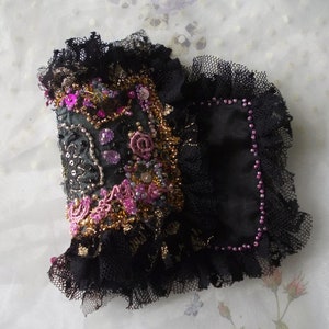 Victorian Ruffle Hand Beaded Collage Wrist Cuff Manually Stitched ...