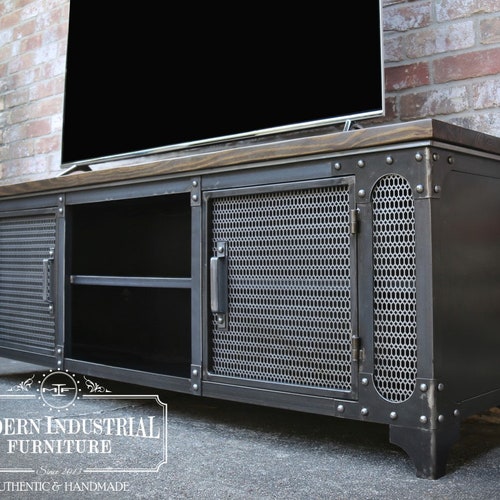 Industrial Pipe and Wood TV Stand Media Console - Etsy