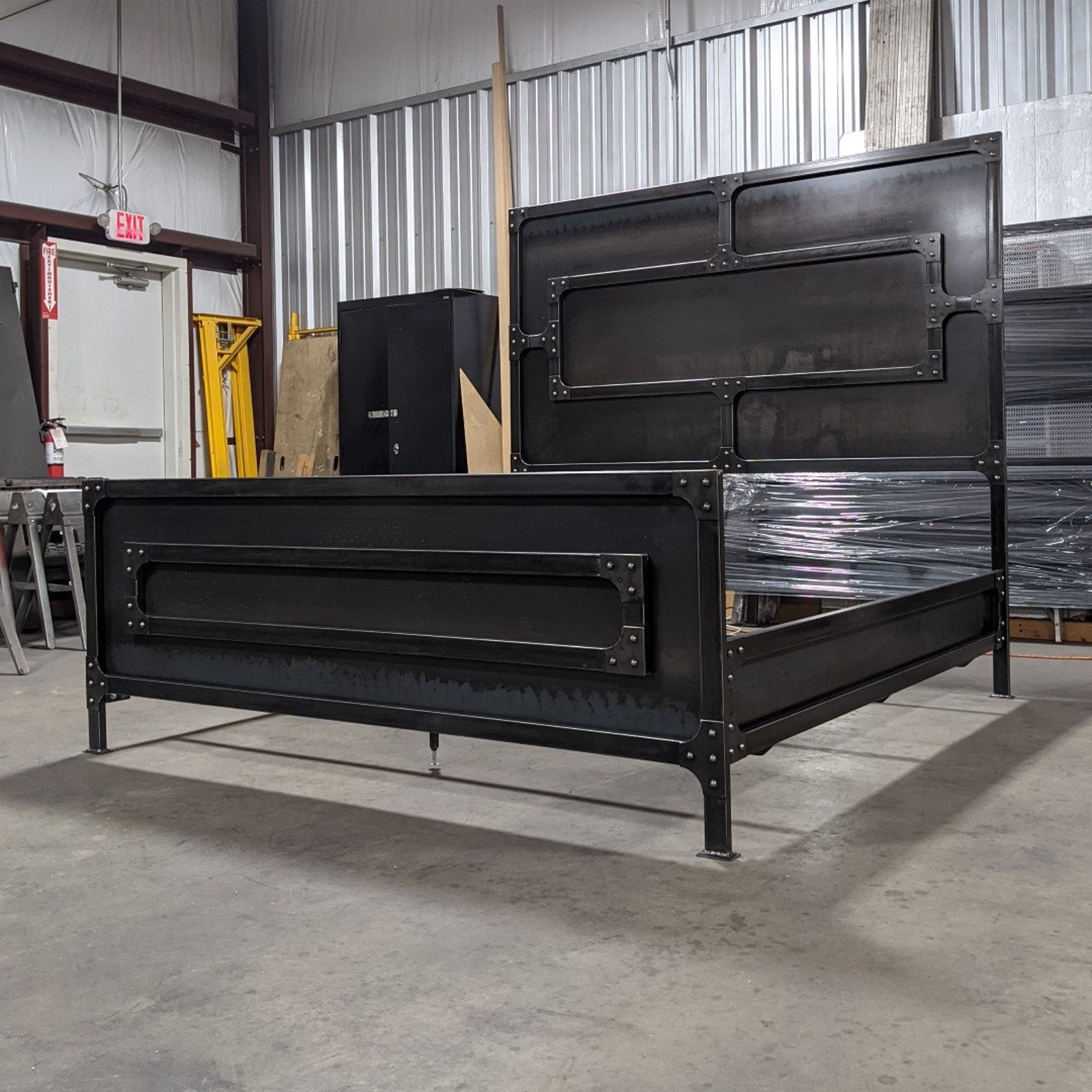 Grandview Modern Industrial Steel Bed - Etsy