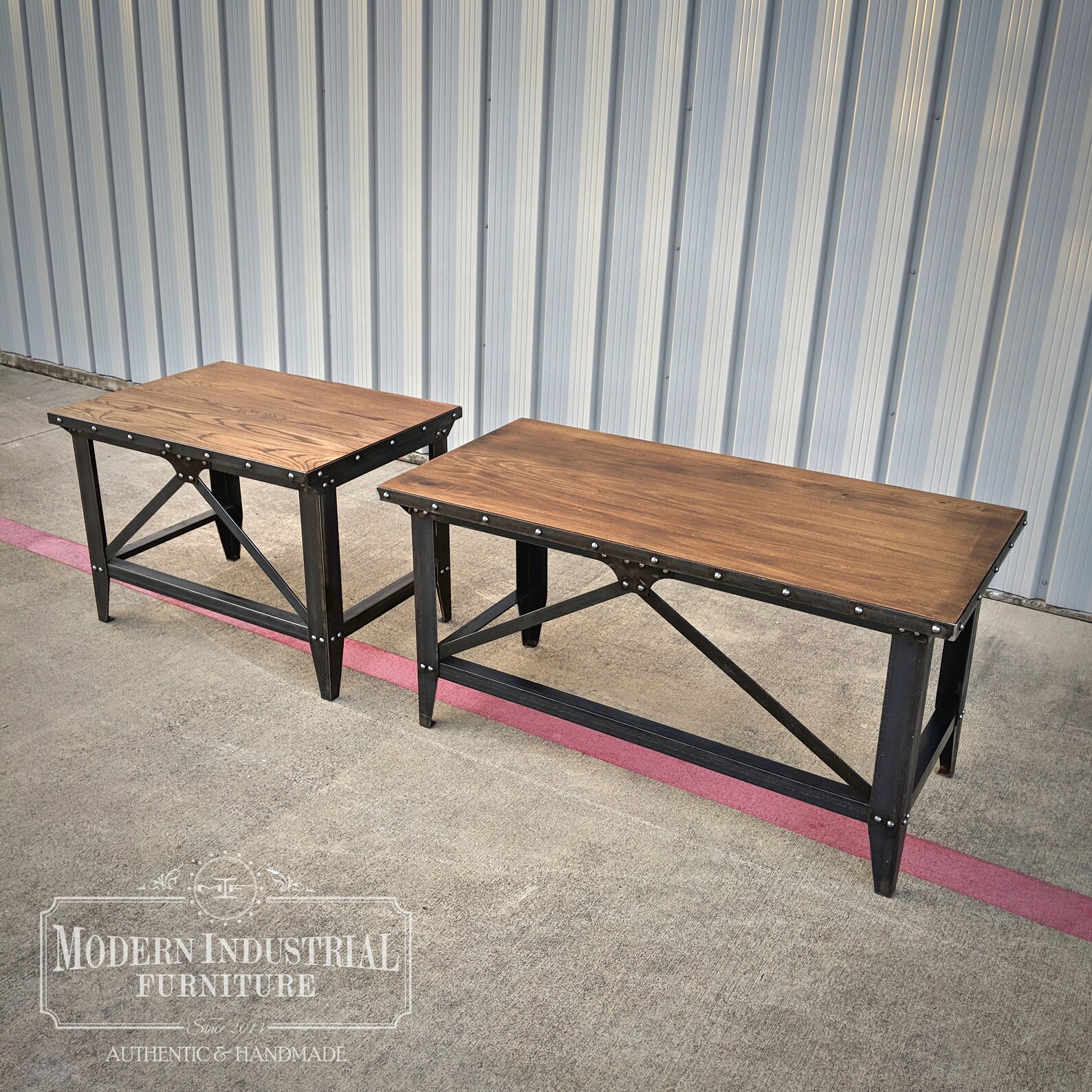 Machinist Tool Desk With Brace and Steel Framed Wood Top | Etsy