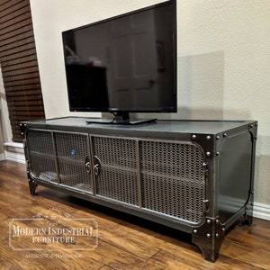Modern Industrial Media Console | Carnegie | Steel TV Stand Cabinet ...