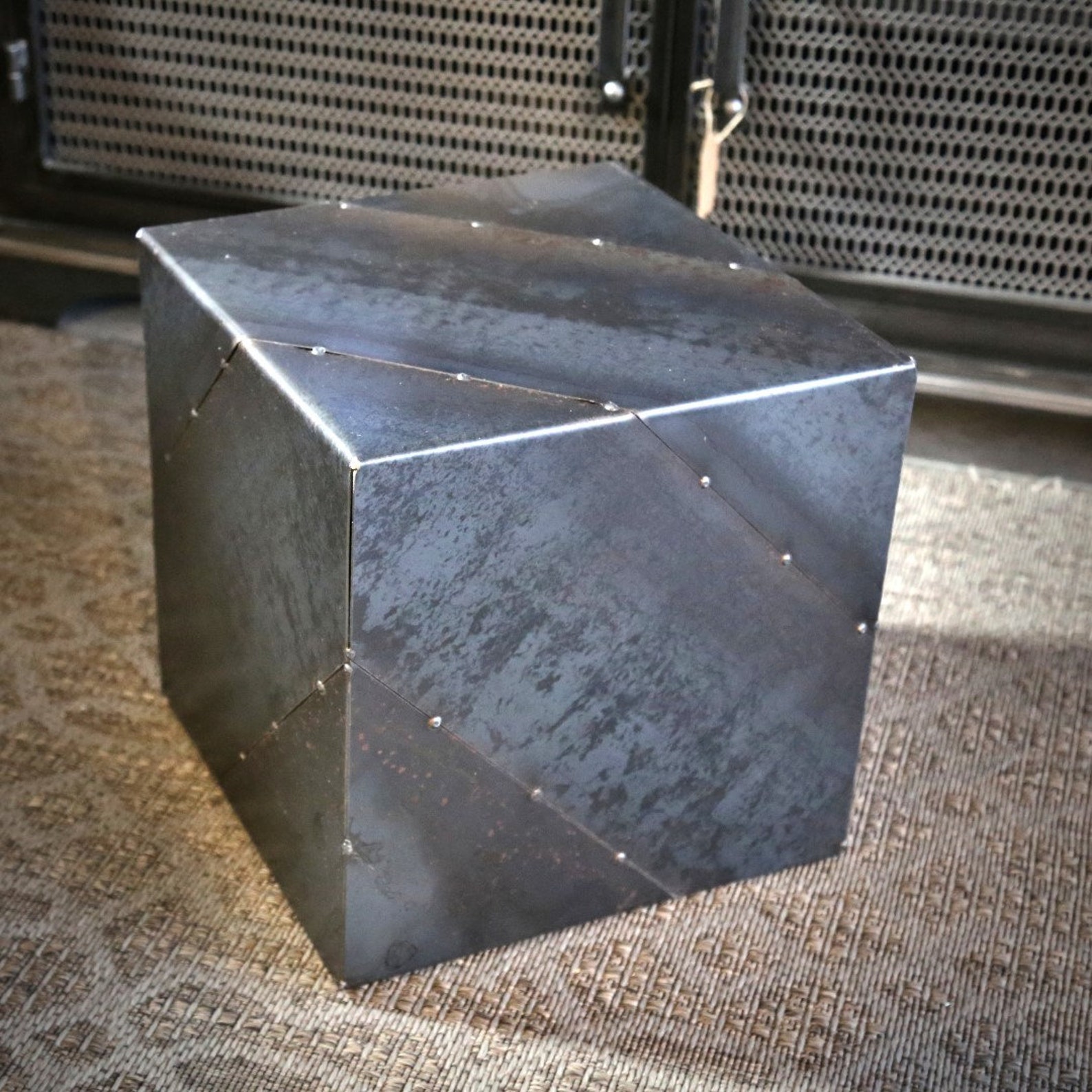 Metal Cube Industrial End / Side Table Nightstand - Etsy