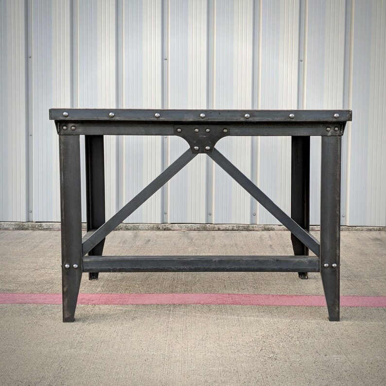 Machinist Tool Desk With Brace and Steel Framed Wood Top | Etsy