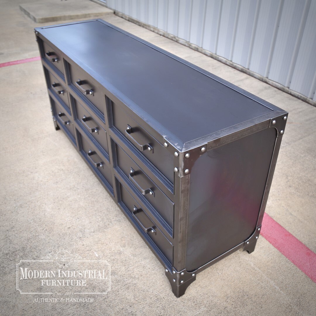Grandview Modern Industrial Steel Bedroom 9-drawer Dresser | Etsy