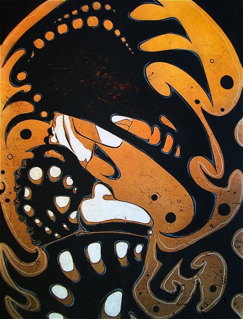 Female Demon Bird Armor Charcoal Drawing Fine Art Print Gothic ...