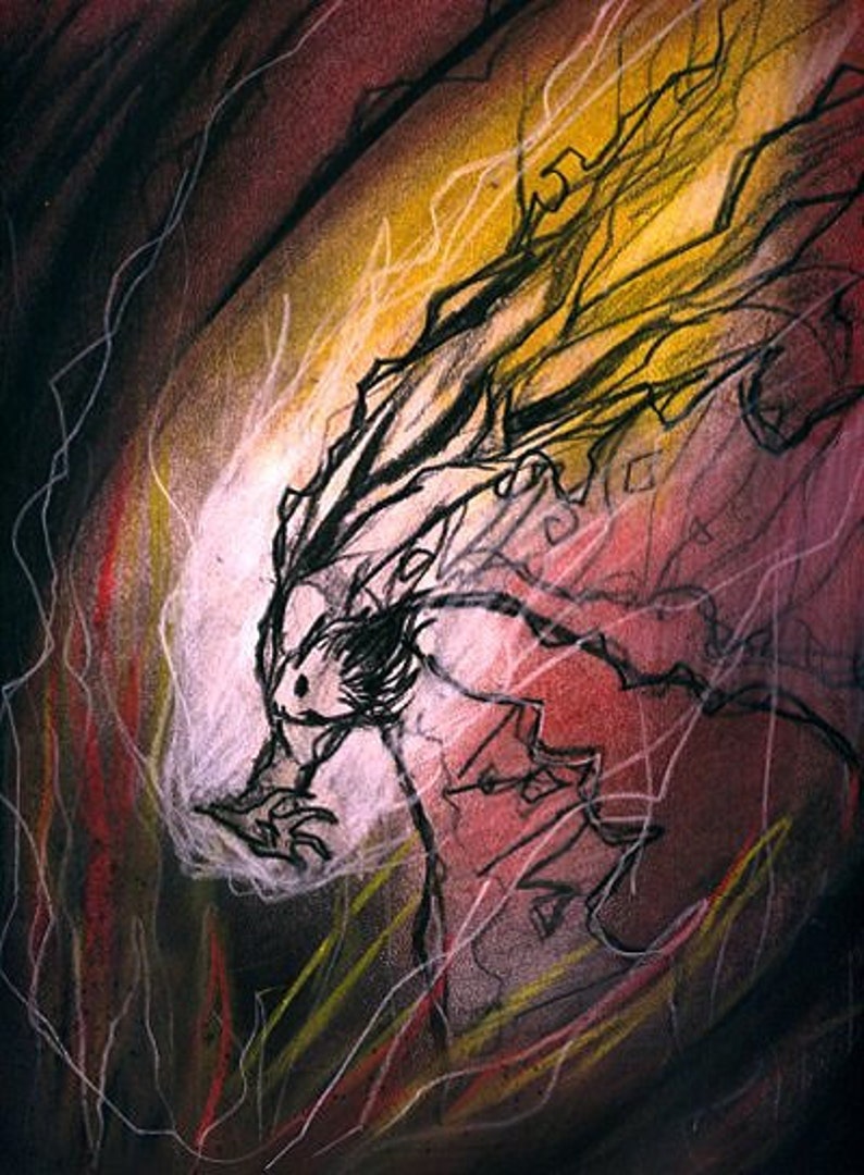 Fallen Angel Devil Demon Occult Charcoal Drawing - Etsy