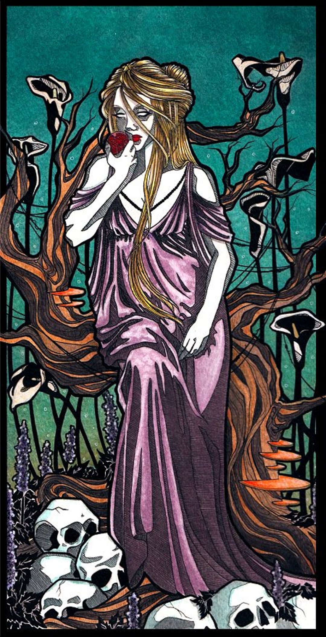Greek Mythology Persephone Skulls Funeral Flowers Pomegranate ...