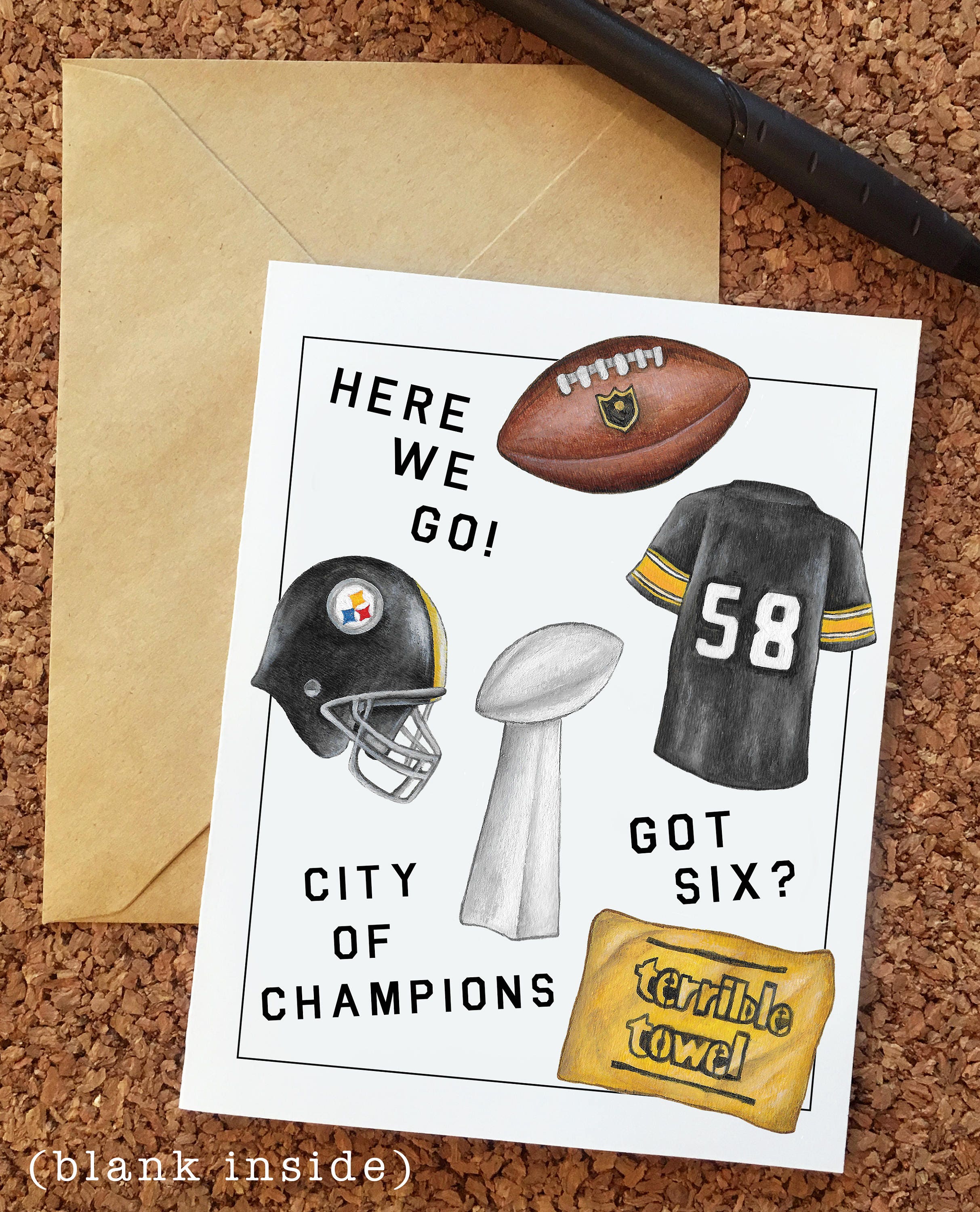 Steelers Greeting Card Pittsburgh Steelers Card Steelers | Etsy