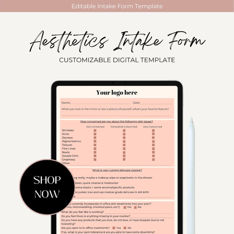 Aesthetics Intake Form Template - Etsy